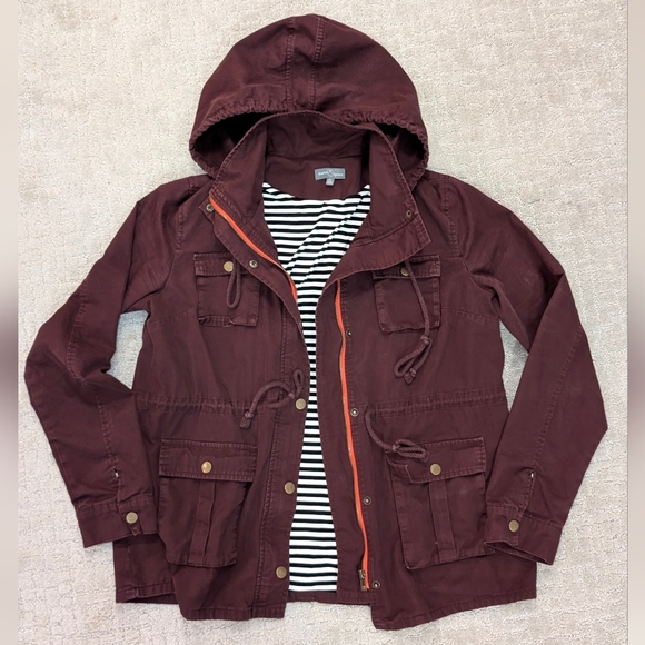 Market & Spruce | Jackets & Coats | Market Spruce Maroon Lined Utility ...
